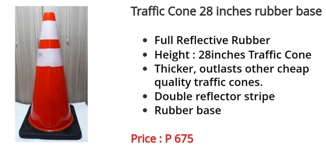 Traffic Cone 28 inches rubber base with FREEBIE :) - Full Reflective ...