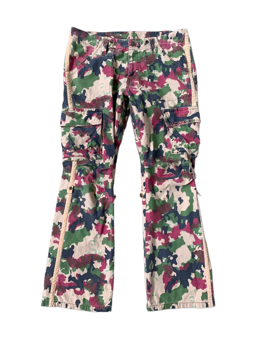 Vintage 70s Us Military Camo Insignia bondage Flare Trousers, Men's ...