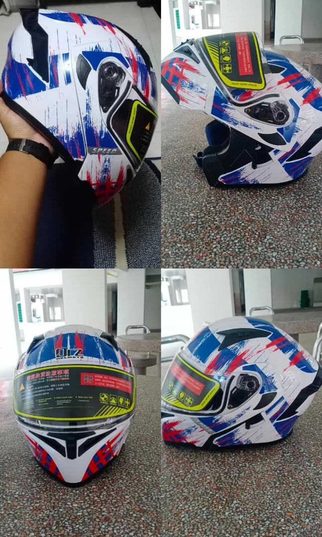 White with Blue/Red Designs Flip Up Modular Pista Tail Lip Fin Full ...