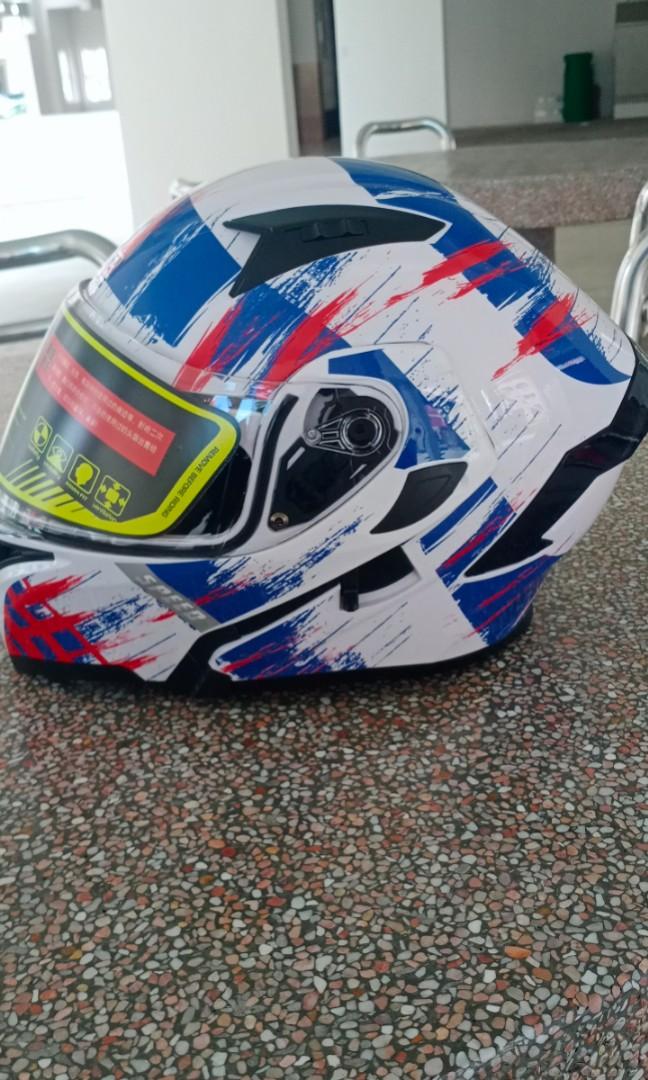 White with Blue/Red Designs Flip Up Modular Pista Tail Lip Fin Full ...