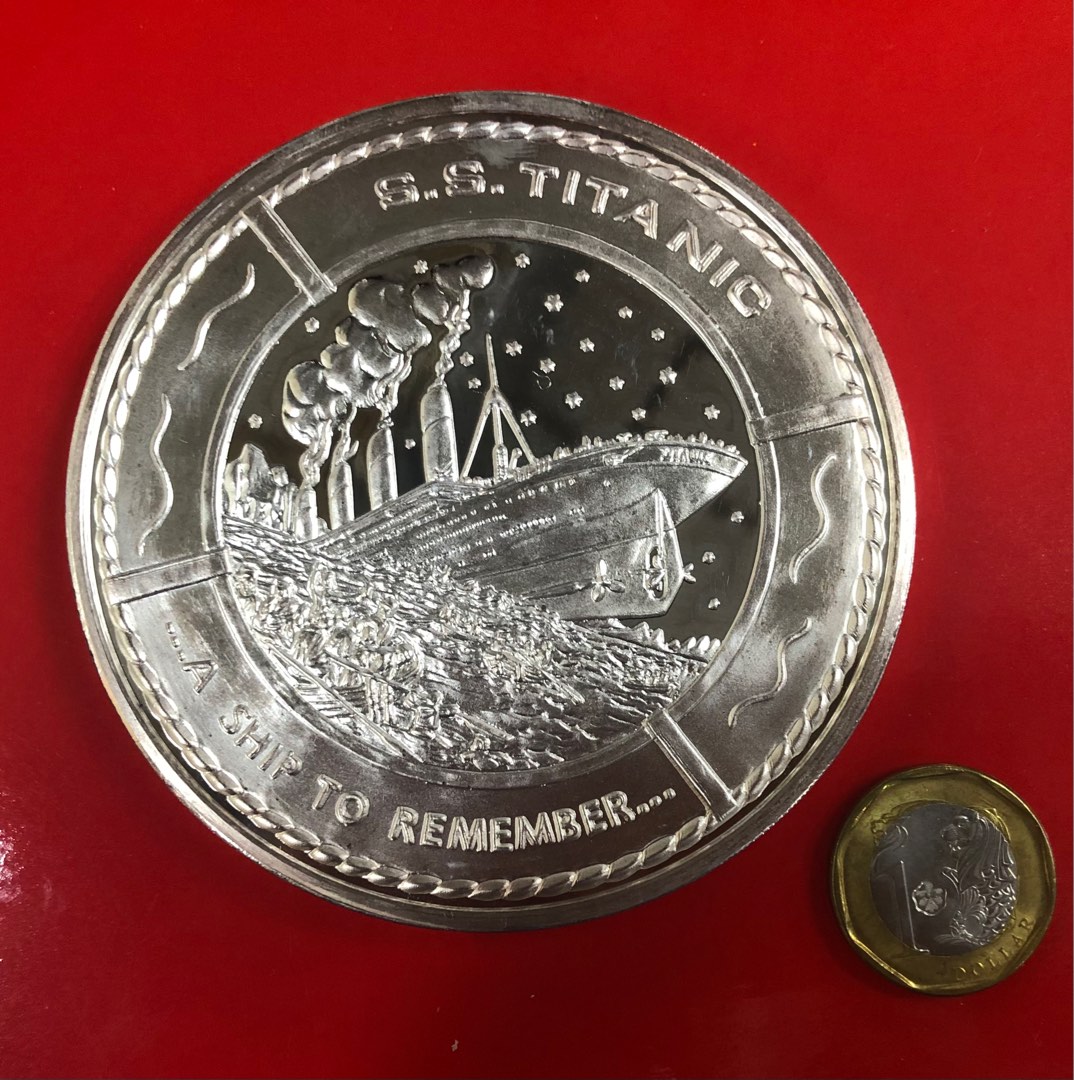 TITANIC 1 pound (14.6oz) 999 fine silver commemorative coin, Hobbies ...