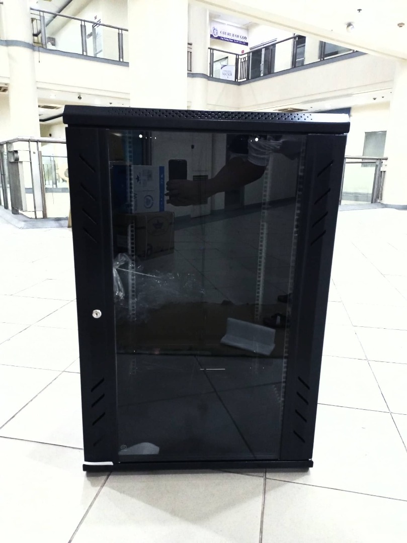18U Wallmounted Data Cabinet W=600x D=590x H=3FT Glass Door on Carousell