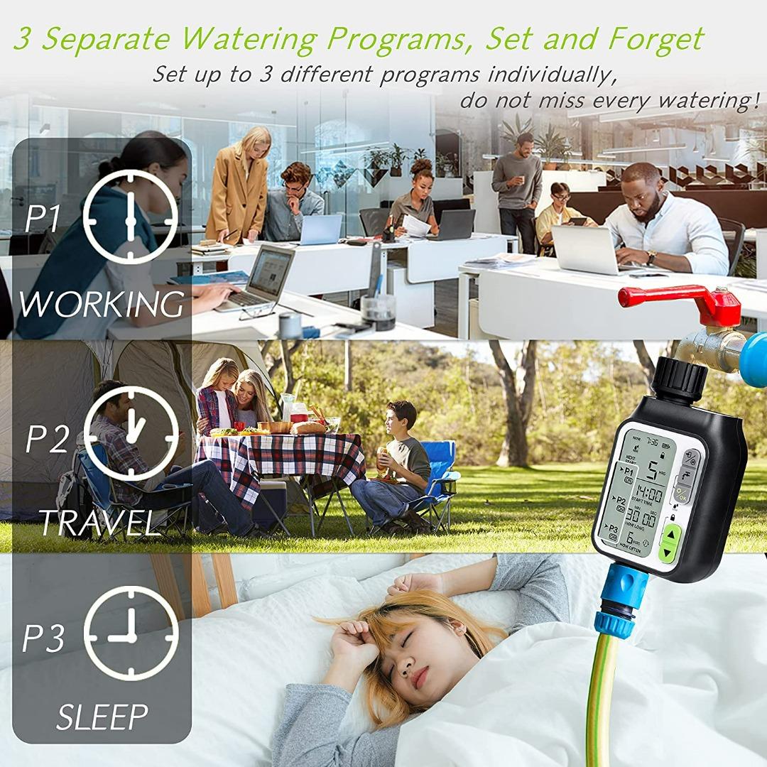 2814) CROSOFMI Sprinkler Timer,Water Timer with 3 Separate Watering ...