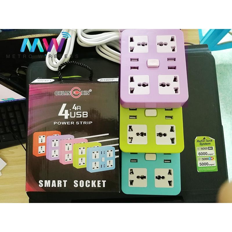4 Power Extension with 4 USB port smart Square Socket, TV & Home ...