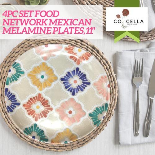 4pc Set Food Network Mexican Melamine 11" Plate/ Dinnerware/ Surplus ...