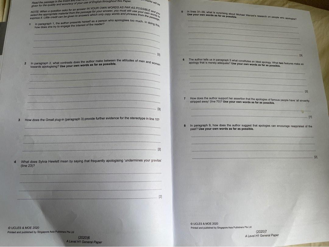 A level General Paper, Hobbies & Toys, Books & Magazines, Assessment ...