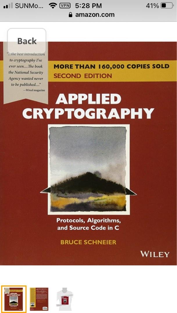 Applied Cryptography Protocols Algorithm And Source Code In C Bruce Schneier 興趣及遊戲 書本 And 文具