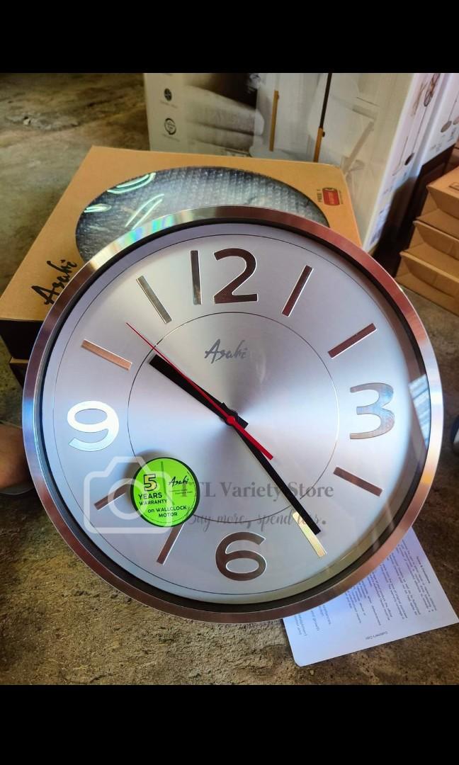 Asahi M-6001 ROUND WALL CLOCK w/ FREE 1 AA BATTERY, Furniture & Home ...