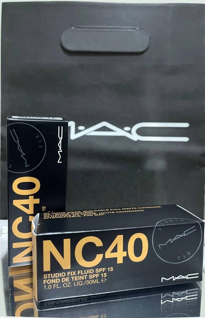 AUTHENTIC MAC Studio Fix Fluid SPF 15 NC40, Beauty & Personal Care ...