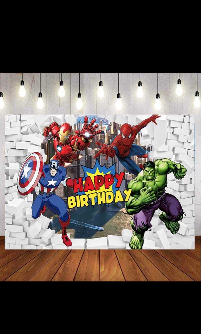 Avengers Superhero Birthday Backdrop, Furniture & Home Living, Home ...