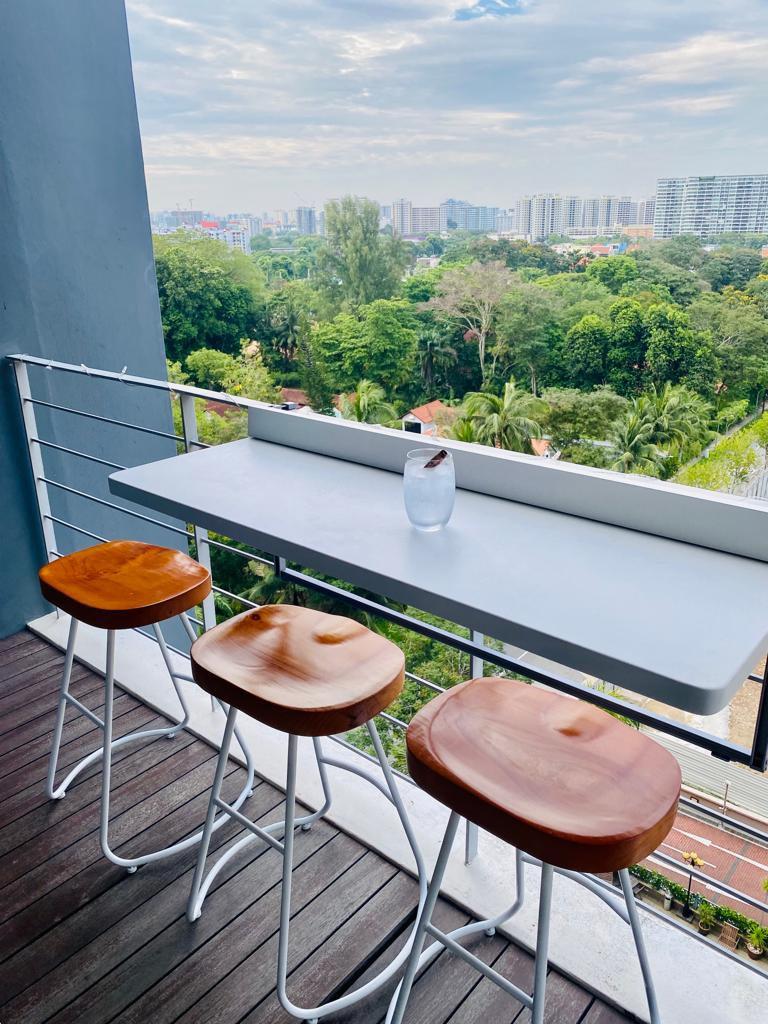 Balcony Foldable Bar Style Table + Bar stools, Furniture & Home Living ...