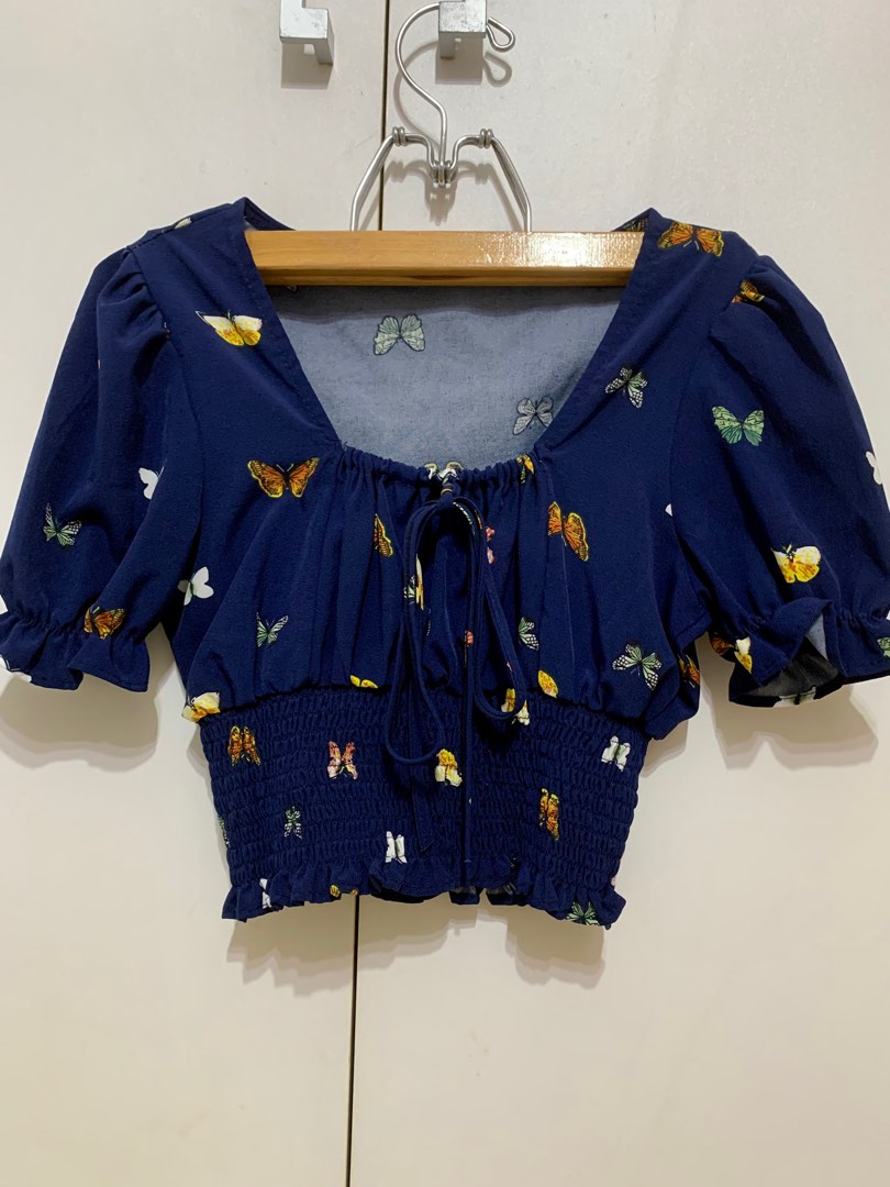 butterfly ribbon top, Women's Fashion, Tops, Other Tops on Carousell
