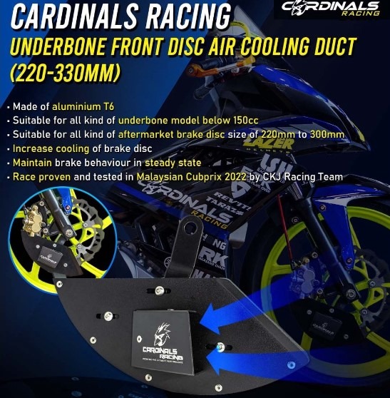 CARDINALS RACING UNDERBONE FRONT DISC AIR COOLING DUCT ** FOR DISC SIZE ...