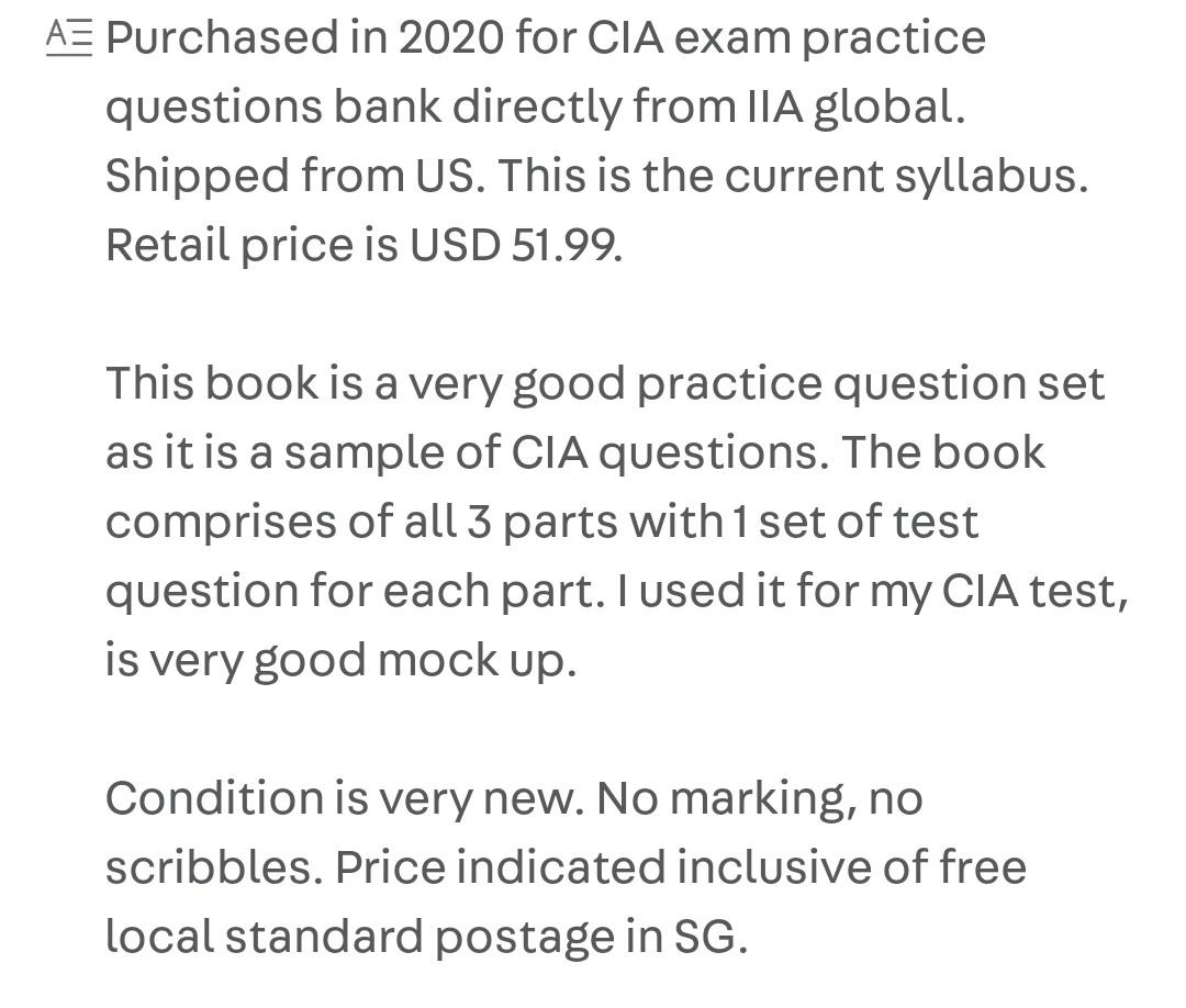 CIA IIA practice question set 3 parts, Hobbies & Toys, Books ...