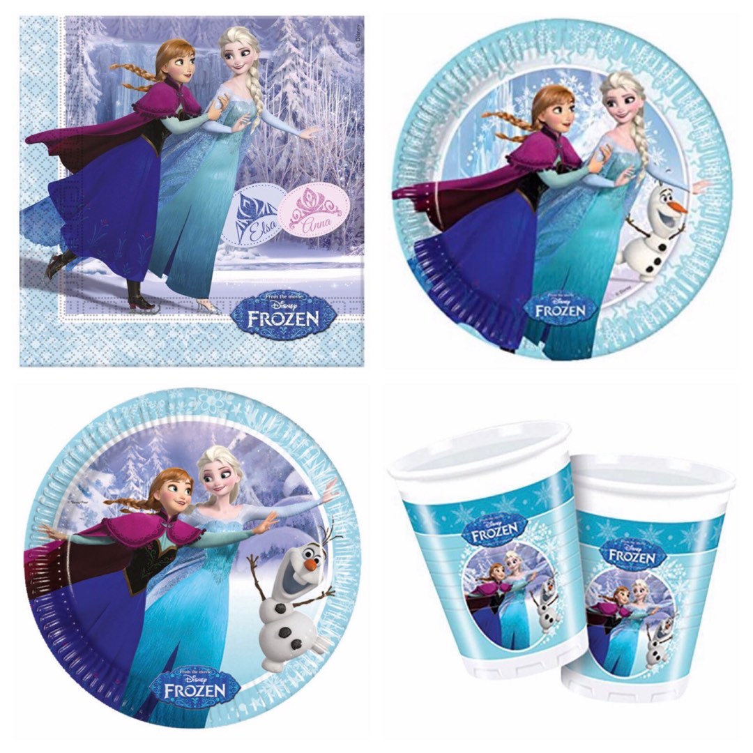 Disney Frozen Elsa & Anna Party Disposable Napkin, Paper Plate and ...