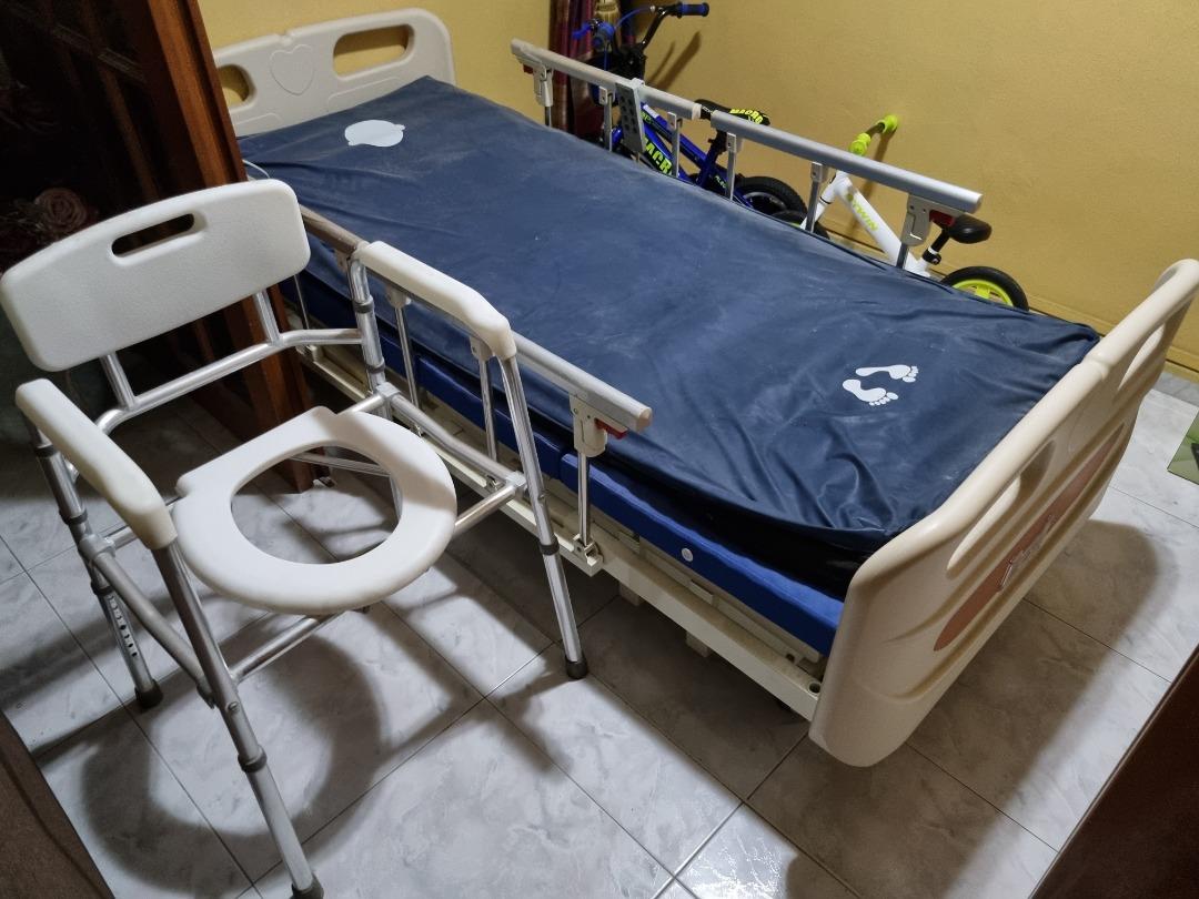 Electrical and pneumatic powered hospital bed with air mattress and ...