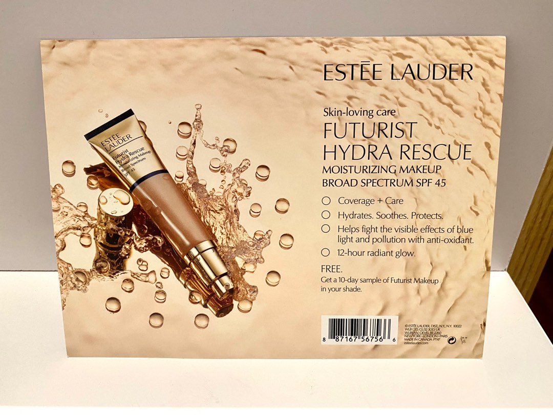 Estee Lauder Futurist Hydra Rescue Foundation Sample Card, Beauty ...