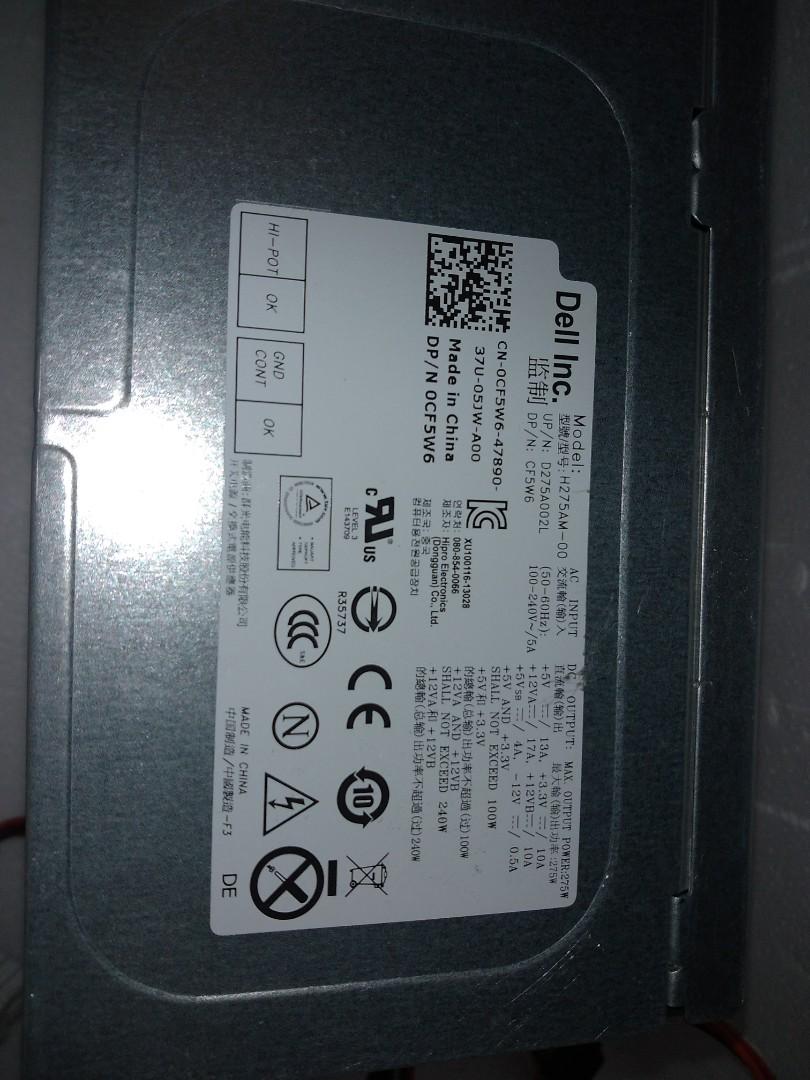 Faulty original Dell H275AM/B275AM/L275AM power supply, Computers & Tech, Parts & Accessories ...