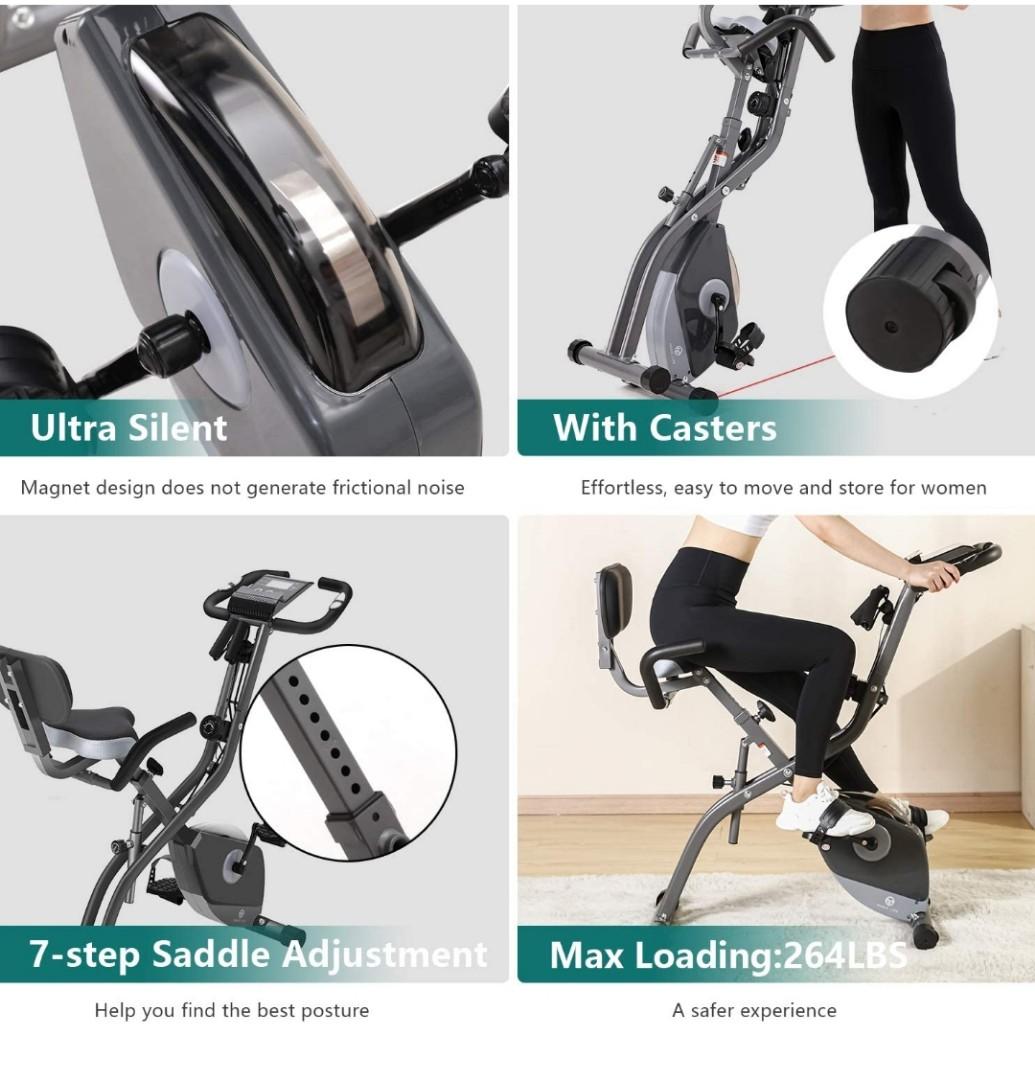 Folding Exercise Bike with 10-Level Adjustable Magnetic Resistance | Upright and Recumbent ...