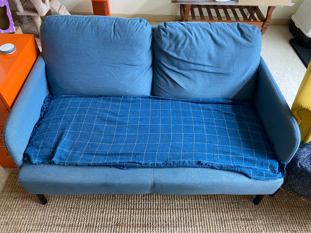 GLOSTAD 2-seater sofa (Knisa Medium Blue), Furniture & Home Living ...