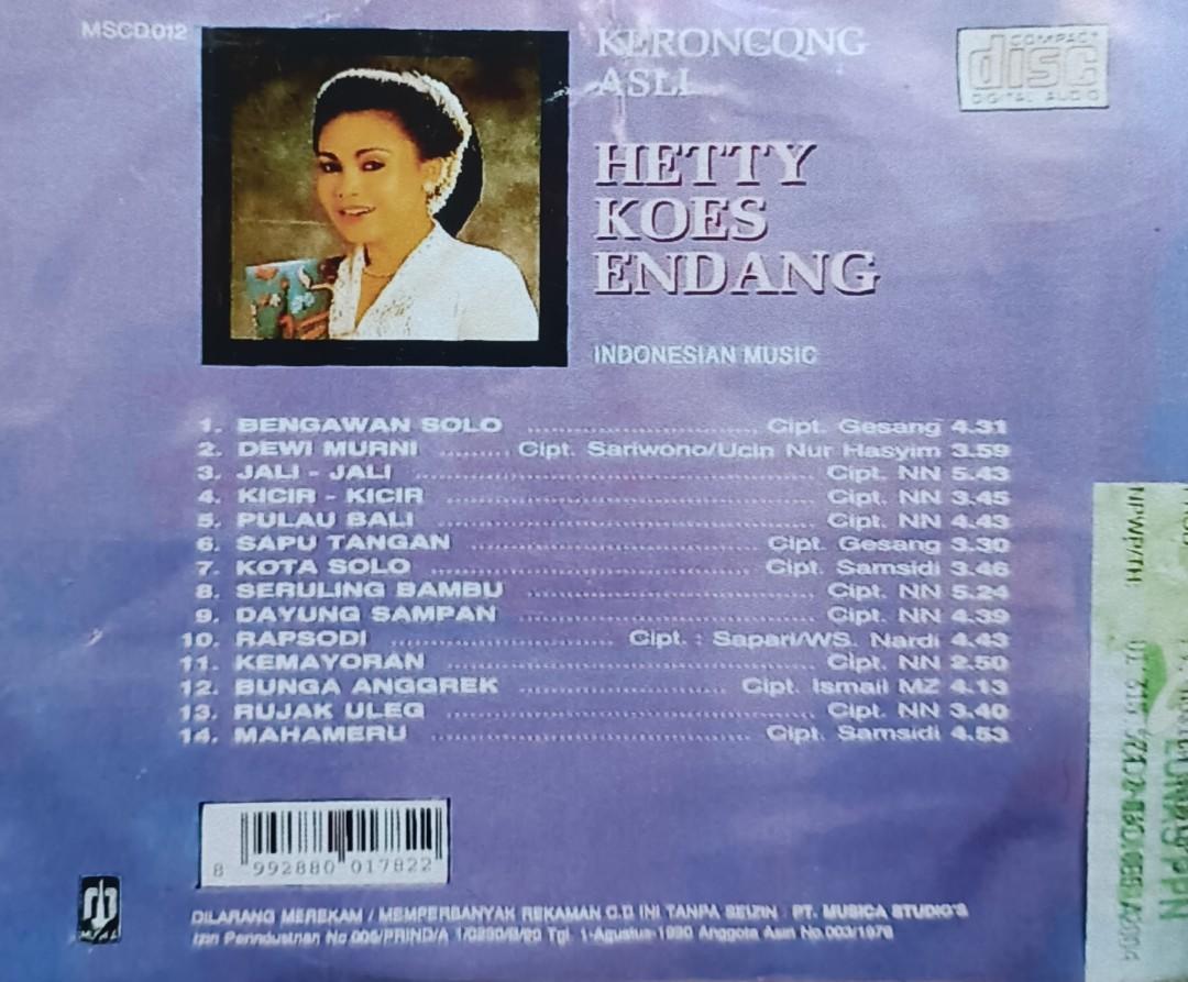 Hetty Koes Endang KERONCONG ASLI CDR, Hobbies & Toys, Music & Media, CDs & DVDs on Carousell