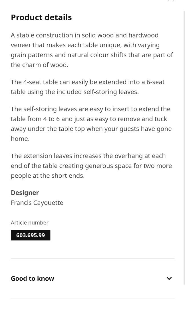 Ikea Extendable Dining Table (well protected by plastic cover), Furniture & Home Living ...