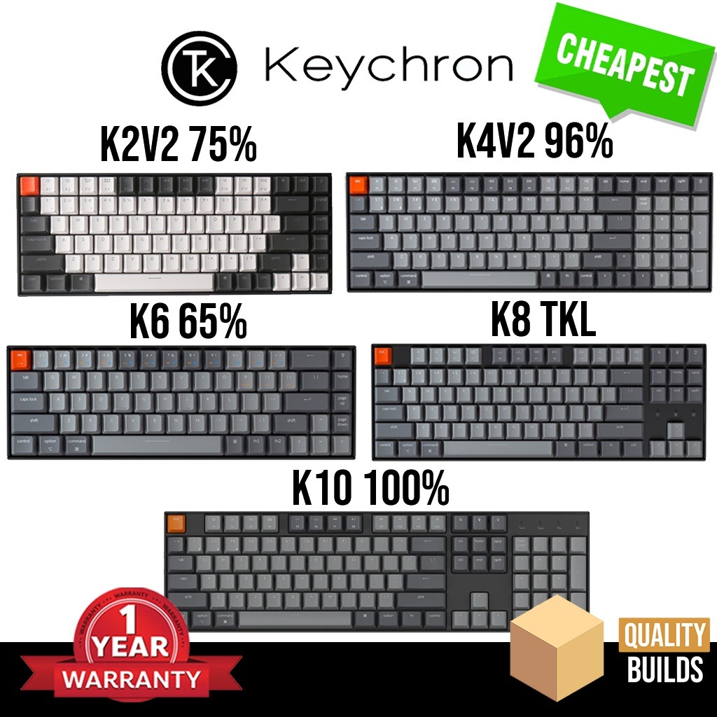 Keychron K2/K4/K6/K8/K8 Pro/K10 RGB Gateron Optical Hotswap Aluminum Bluetooth Mechanical ...