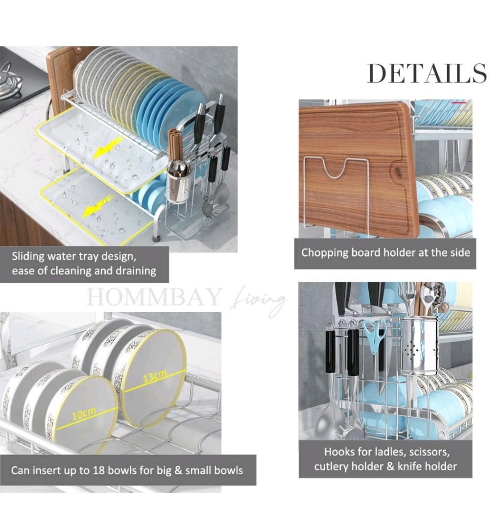 Kitchens Premium 304 Stainless Steel Dish Rack Kitchen 2 and 3 Tier ...