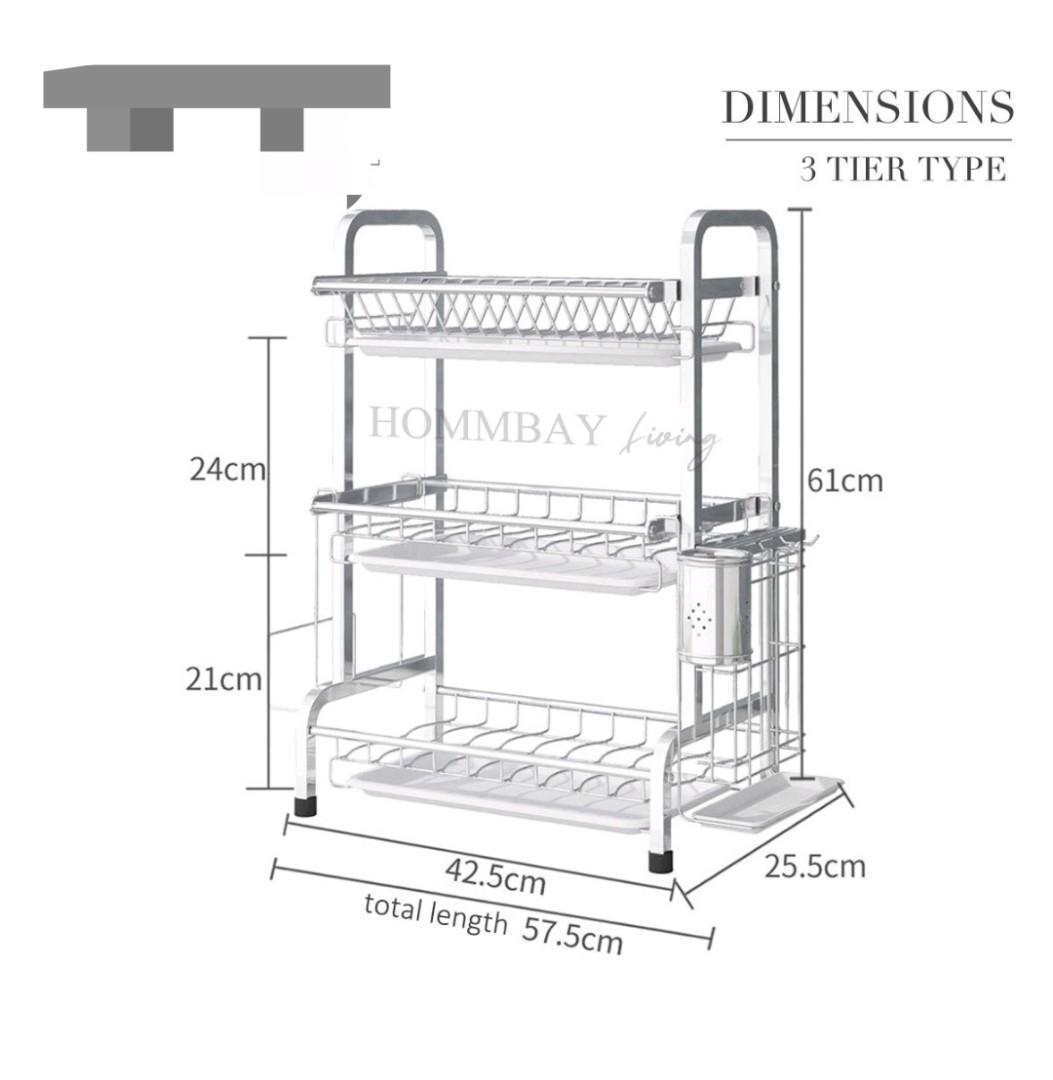 Kitchens Premium 304 Stainless Steel Dish Rack Kitchen 2 and 3 Tier ...