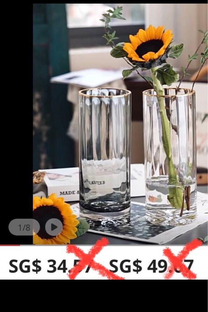 LUXURY MODERN GLASS VASE, Furniture & Home Living, Home Decor, Vases ...