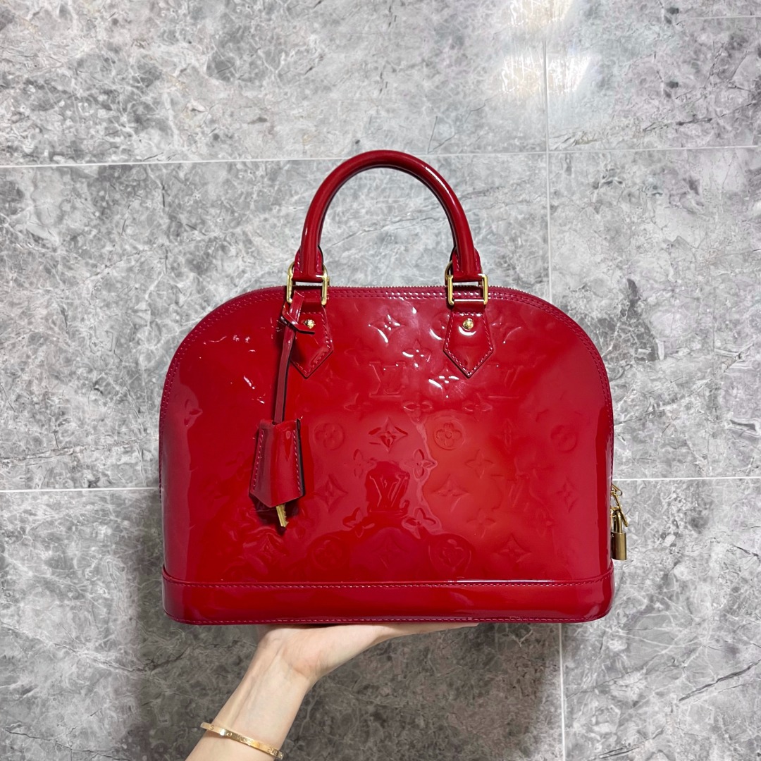 LV Alma PM Vernis GHW Red, Luxury, Bags & Wallets on Carousell