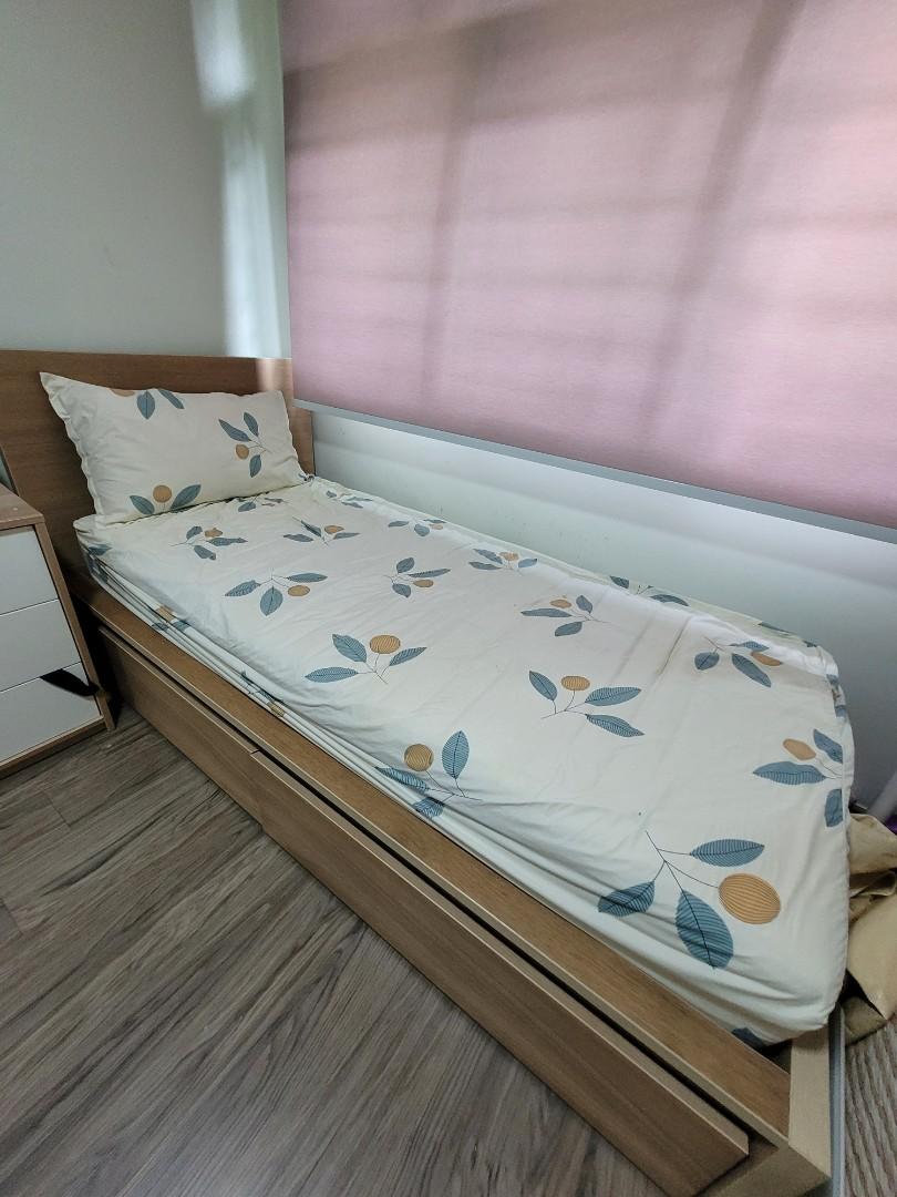 MALM IKEA Single Bed with storage, Furniture & Home Living, Furniture ...