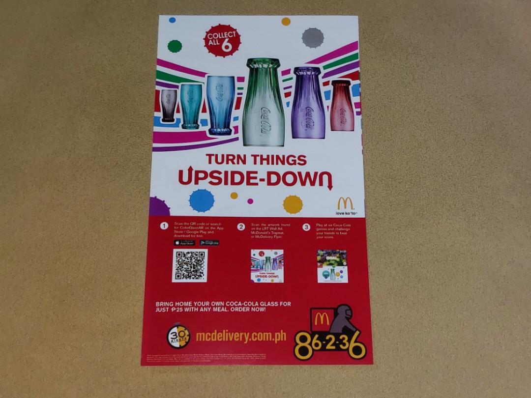 Mcdonald's Coca Cola Coke Upside Down Glasses Collectible Paper Fly Ad ...