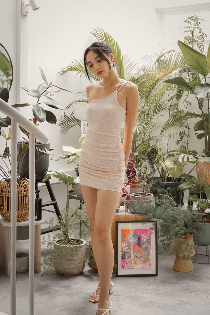 Mikayla Reanne Ribbed Dress in Cream mikaylasg mikayla sg, Women's Fashion, Dresses & Sets ...