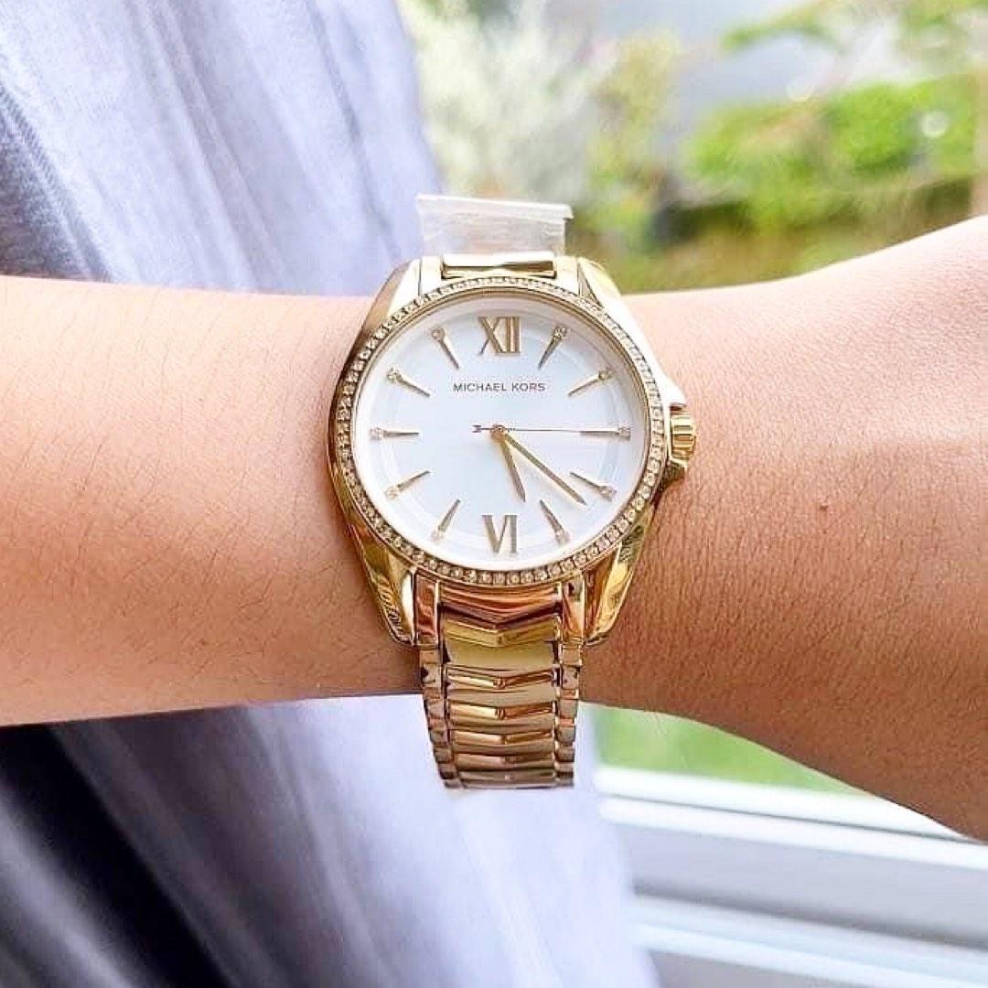 MK WHITNEY GOLD WHITE FACE DIAL AUTHENTIC WATCH, Women's Fashion ...