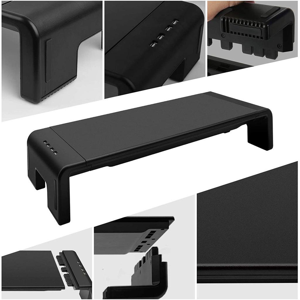 Monitor Stand with 4 USB Ports Adjustable Width Laptop Desktop Stand ...