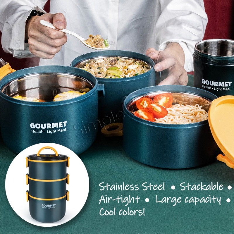 Multi Layer Lunch Box Tingkat Stackable Portable Bento Food Jar BWZ1741, Furniture & Home Living ...