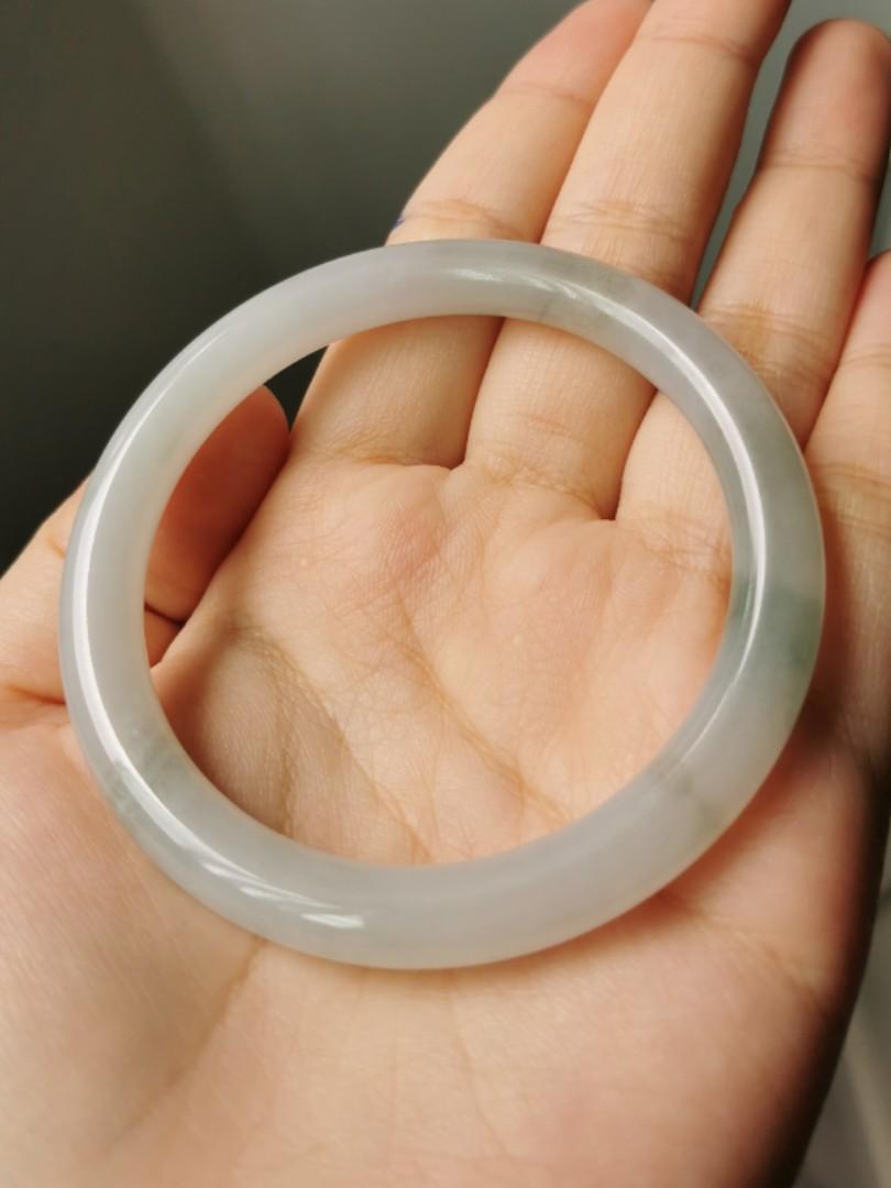 Natural Jade Bangle, 53.7 mm, Clear Dark Green, Women's Fashion ...