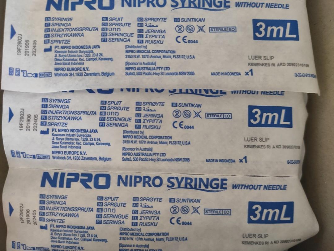 Nipro Syringe 3ml, Babies & Kids, Nursing & Feeding, Breastfeeding ...