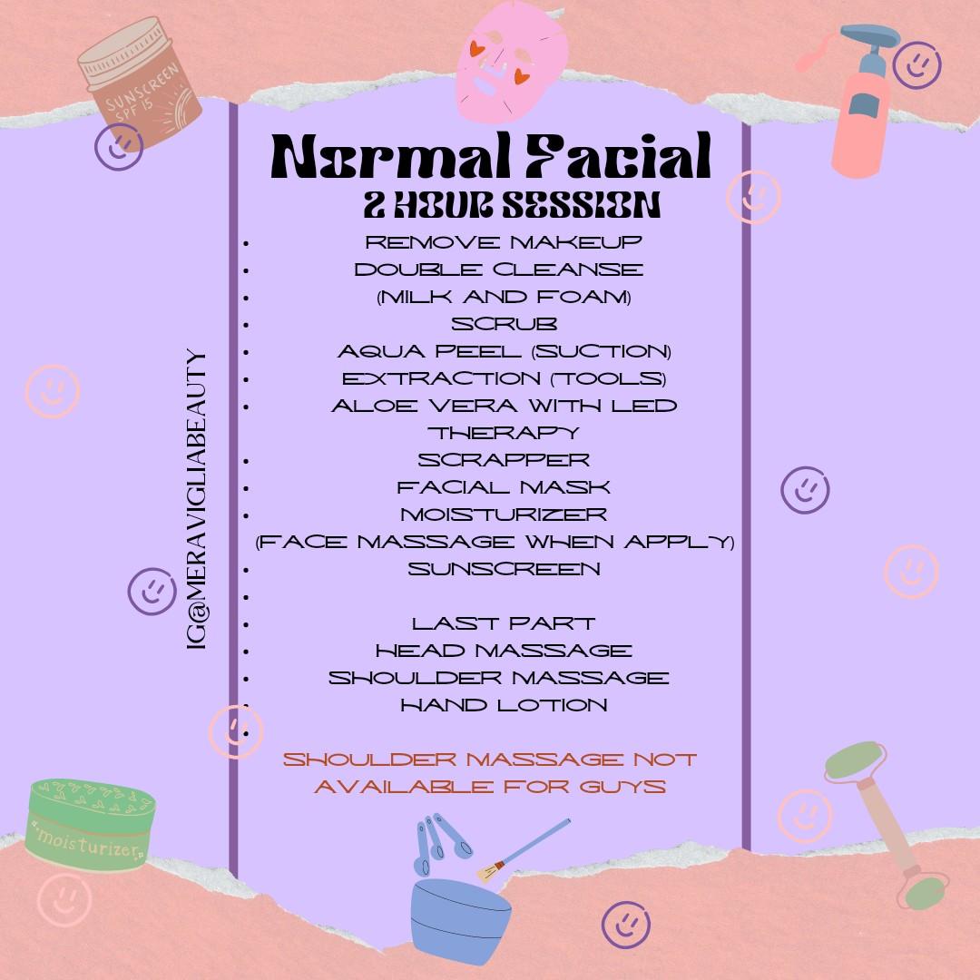 NORMAL FACIAL, Beauty & Personal Care, Face, Face Care on Carousell