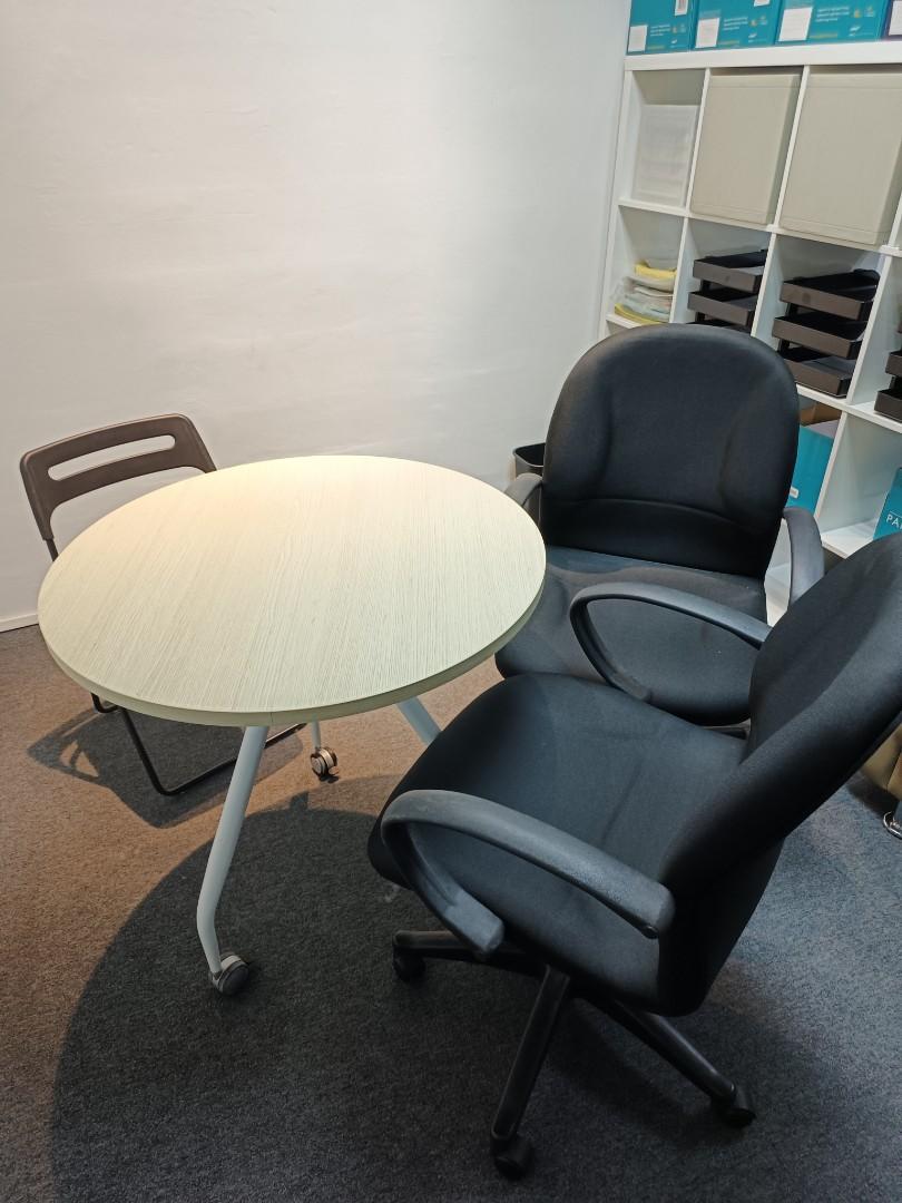 Office round meeting table with wheels, Furniture & Home Living ...