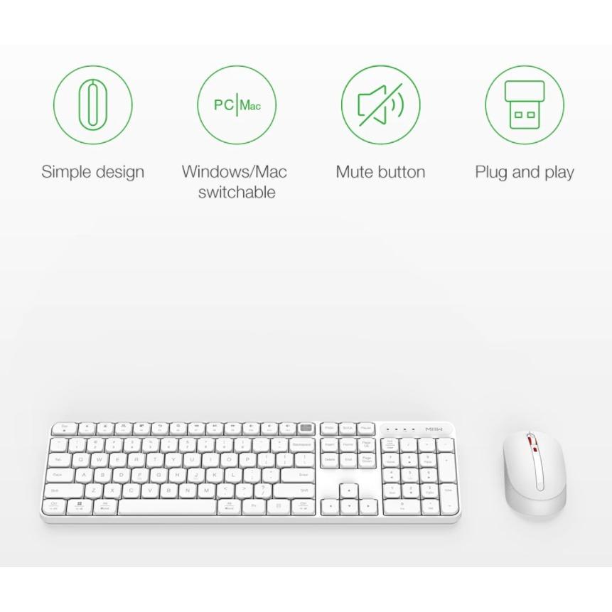 Original MIIIW RF 2.4GHz Wireless Office Keyboard Mouse Set Compatible ...