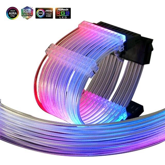 PC Case PSU Extension RGB Cable, ATX 24Pin + PCI-E GPU 8PinX2, Neon ...