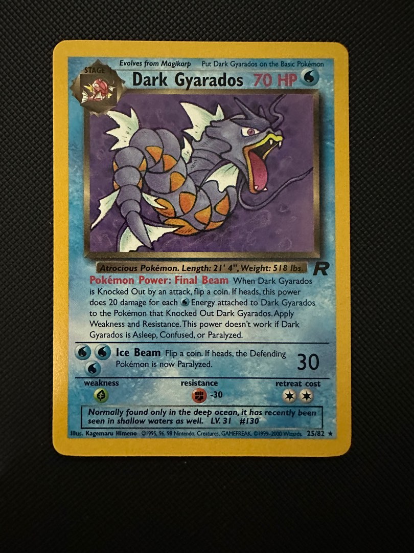 Pokemon Team Rocket Dark Gyarados rare non holo, Hobbies & Toys, Toys & Games on Carousell