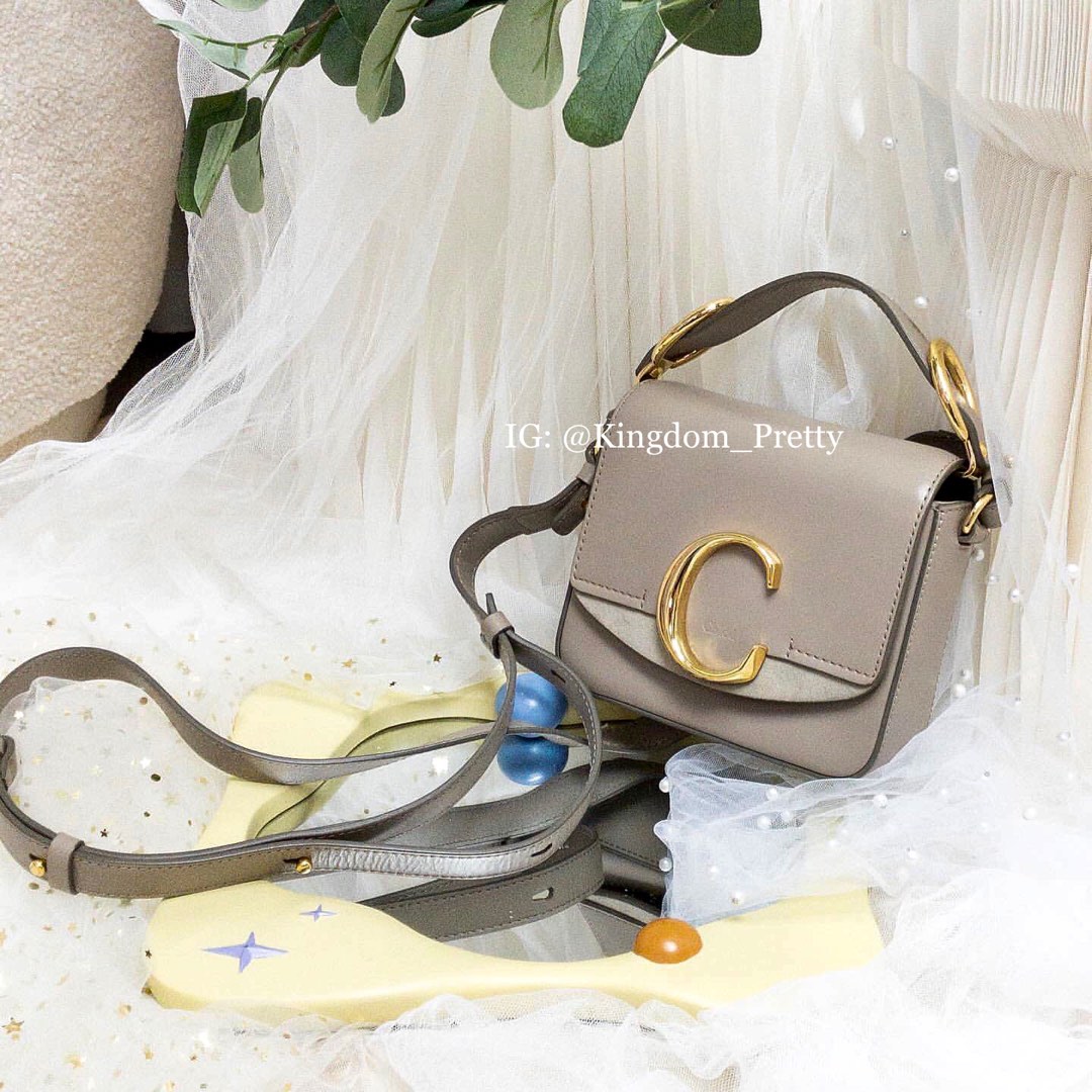 Pre-order Chloe Mini C Top Hande Flap Bag Motty Gray, Luxury, Bags ...