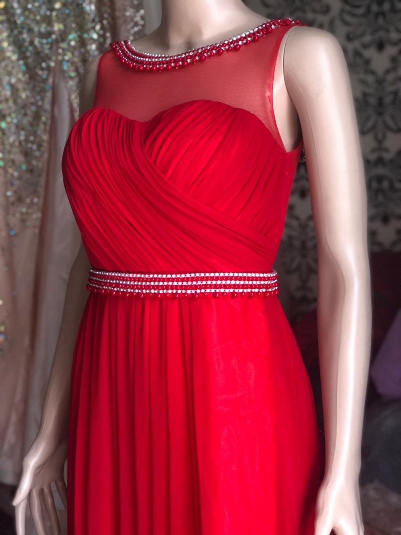 Red long gown, Women's Fashion, Dresses & Sets, Dresses on Carousell