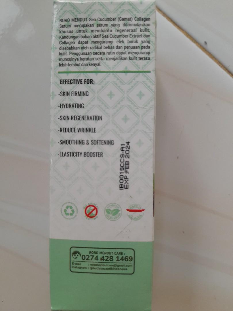 RORO MENDUT Sea Cucumber (Gamat) Collagen Serum, Kesehatan & Kecantikan ...