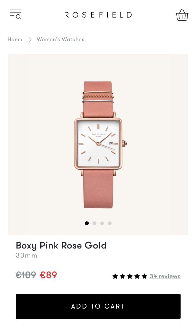 Rosefield The Boxy White Old Pink Rose Gold, Women's Fashion, Watches ...