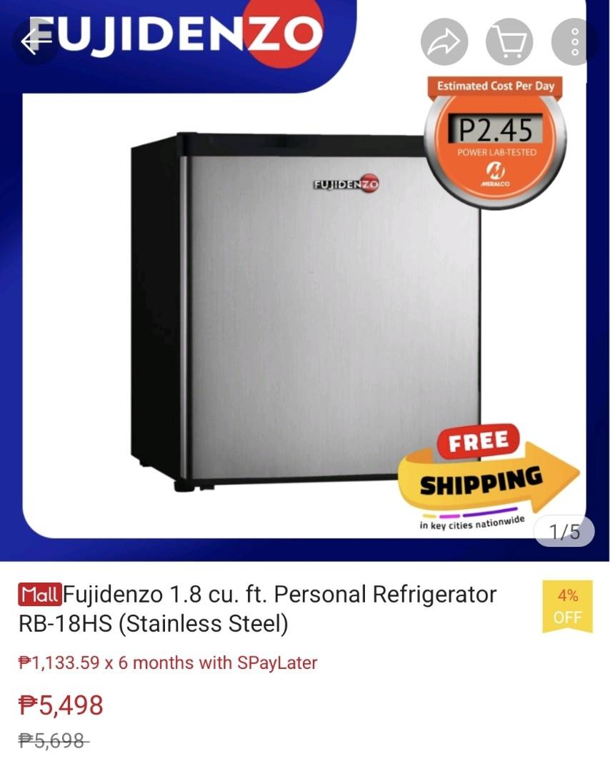 SALE! Fujidenzo 1.8cu RB-18HS Stainless Steel, TV & Home Appliances ...