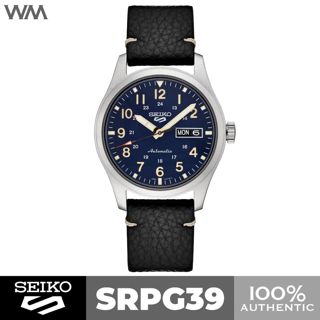 Seiko 5 Sports Blue Gradient Dial Automatic Field Watch Leather Strap ...